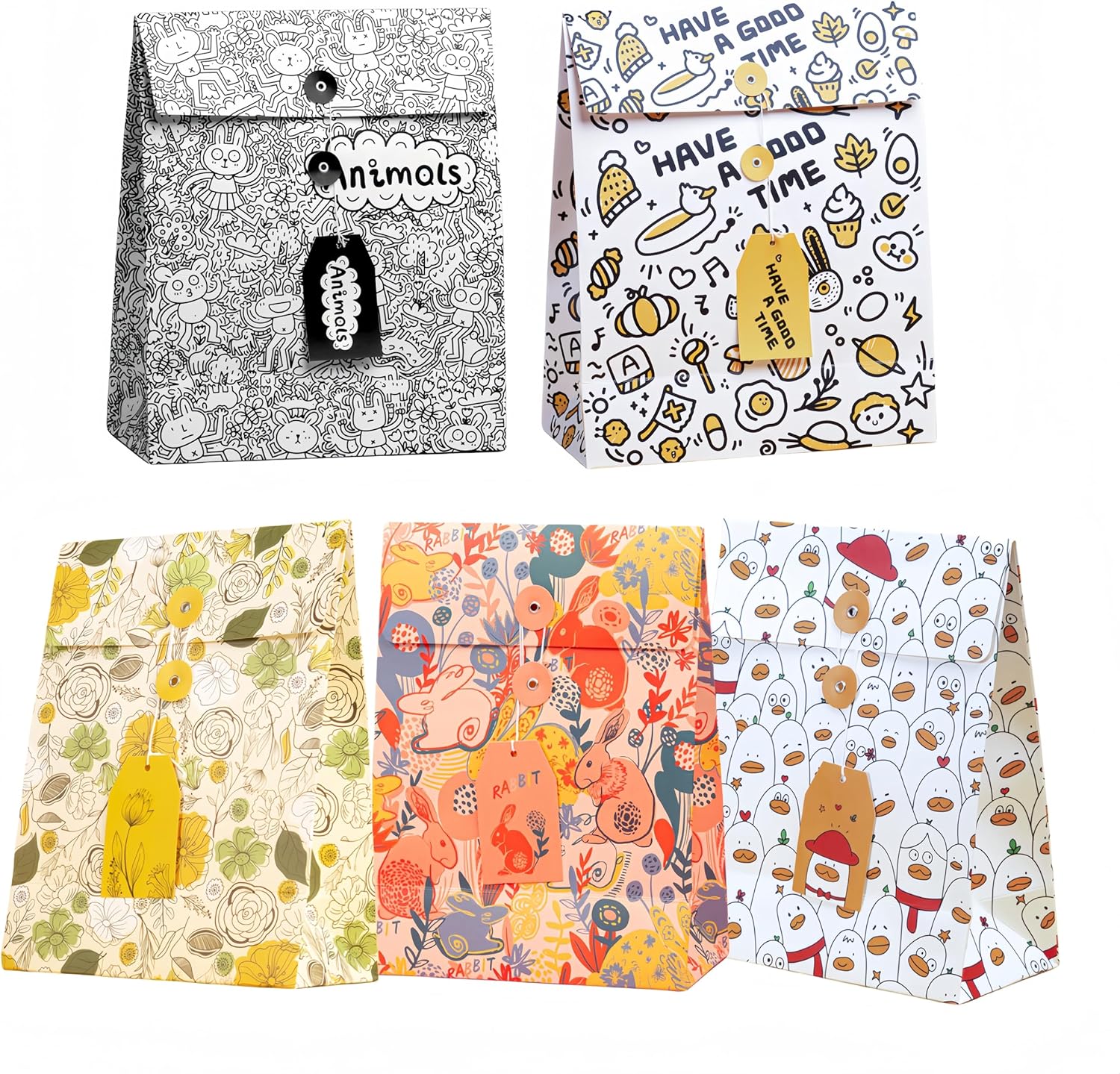 Amazon.com: VIWATIN String Tie seal Gift Bags Medium Size 5 Pack ...