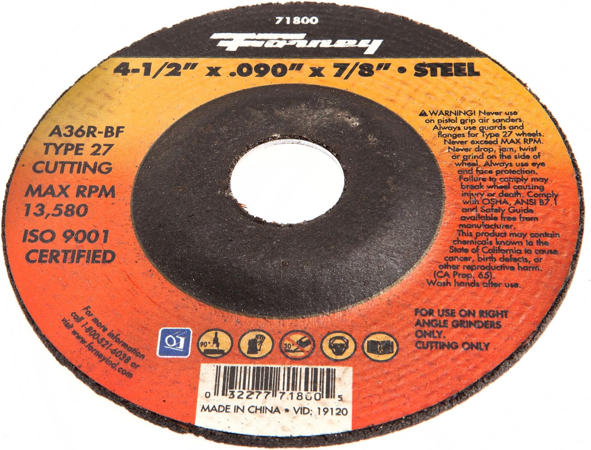 Forney 71864 Chop Saw Blade with 1-Inch Arbor, Metal Type 1, A36R-BF ...