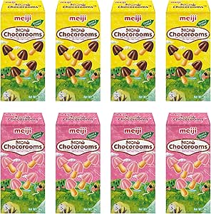 Meiji Chocorooms Chocolate & Strawberry Biscuits 40g (Assorted Pack of 8) – Crunchy Biscuit with ...