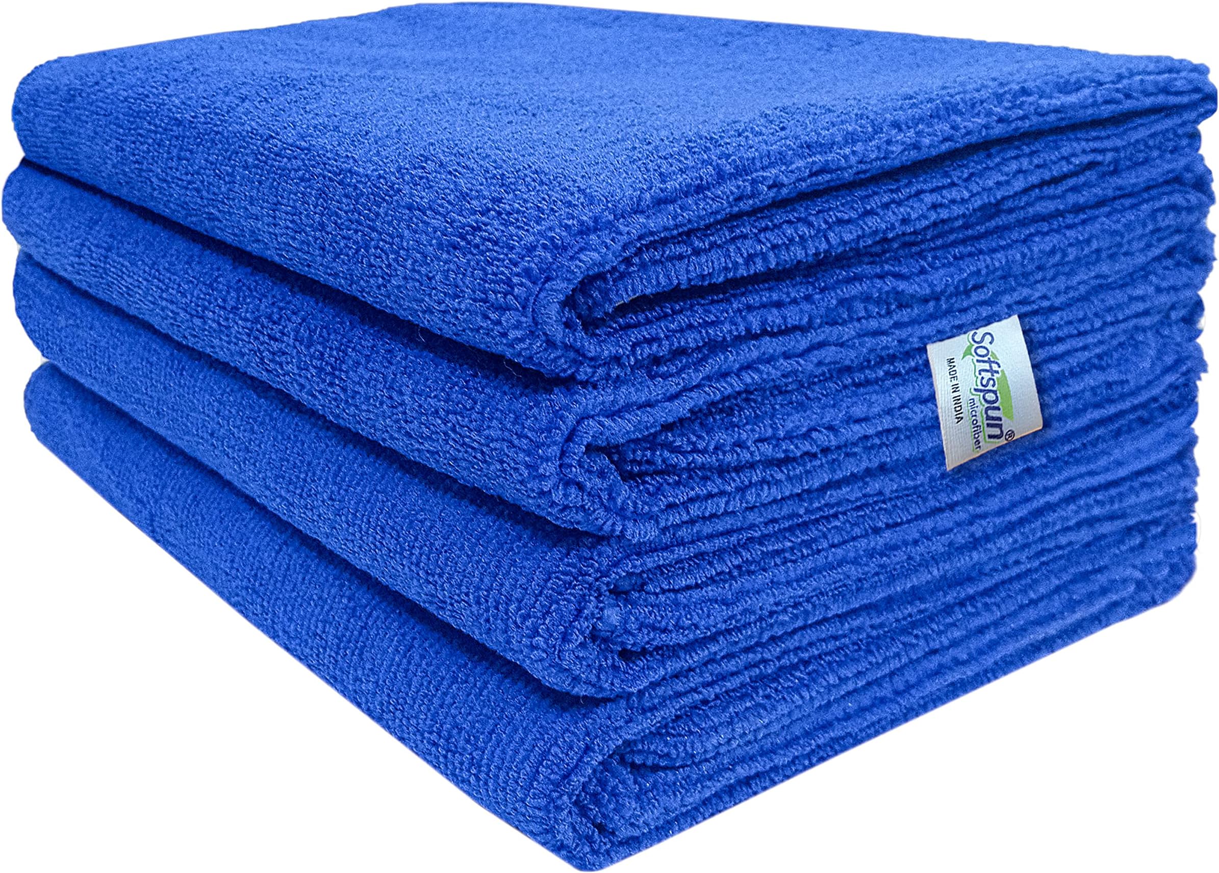 SOFTSPUN Microfiber Cloth 40x60 Cms, 4 Piece Towel Set, 340 GSM (Blue ...