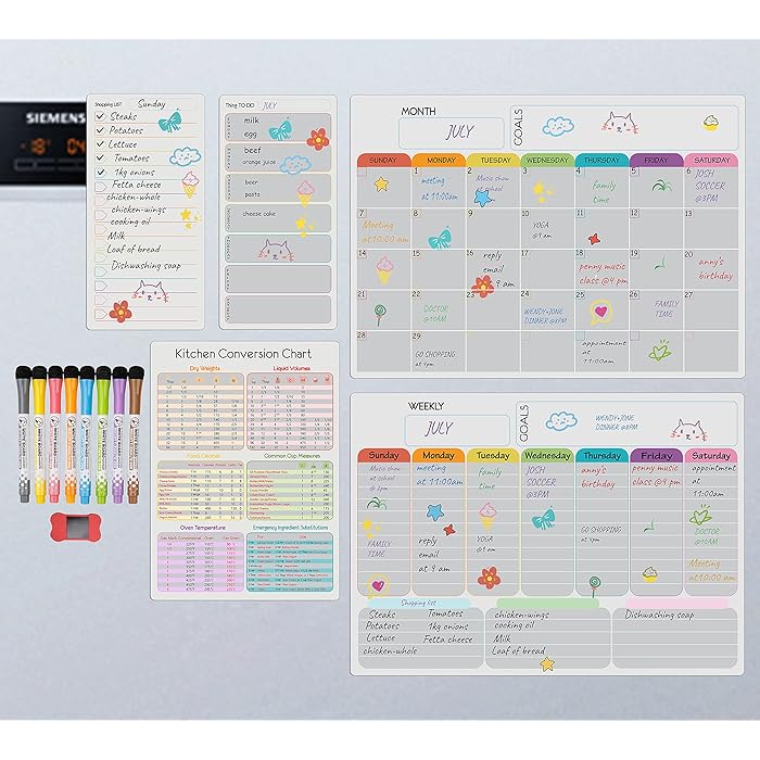 Buy Magnetic Calendar Planner for Fridge Magnetic Weekly Meal Planner ...