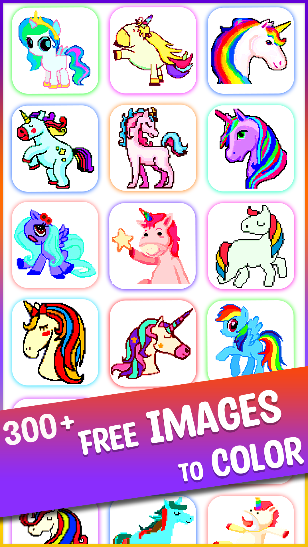 Pony Color By Number - Unicorns Pixel Art Coloring Book;Coloring Games ...
