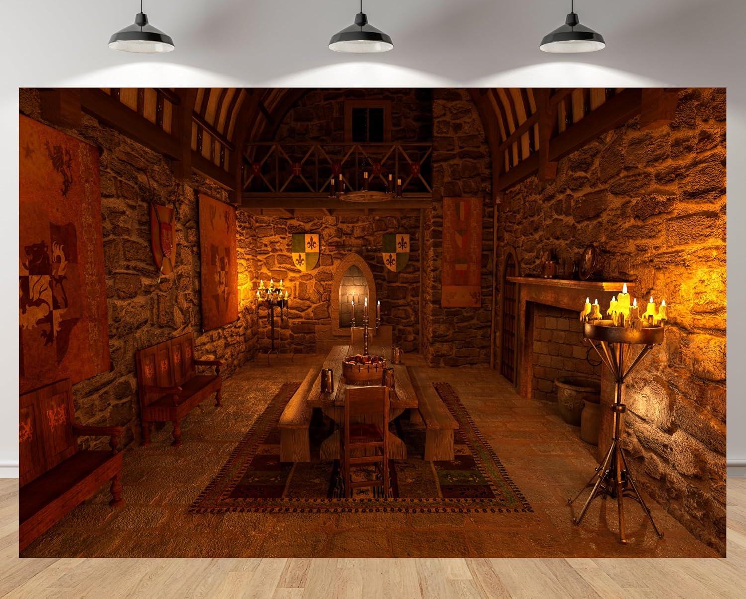Amazon.com : MAEQLQLM 12x8ft Medieval Castle Hall Backdrop Stone Walls ...