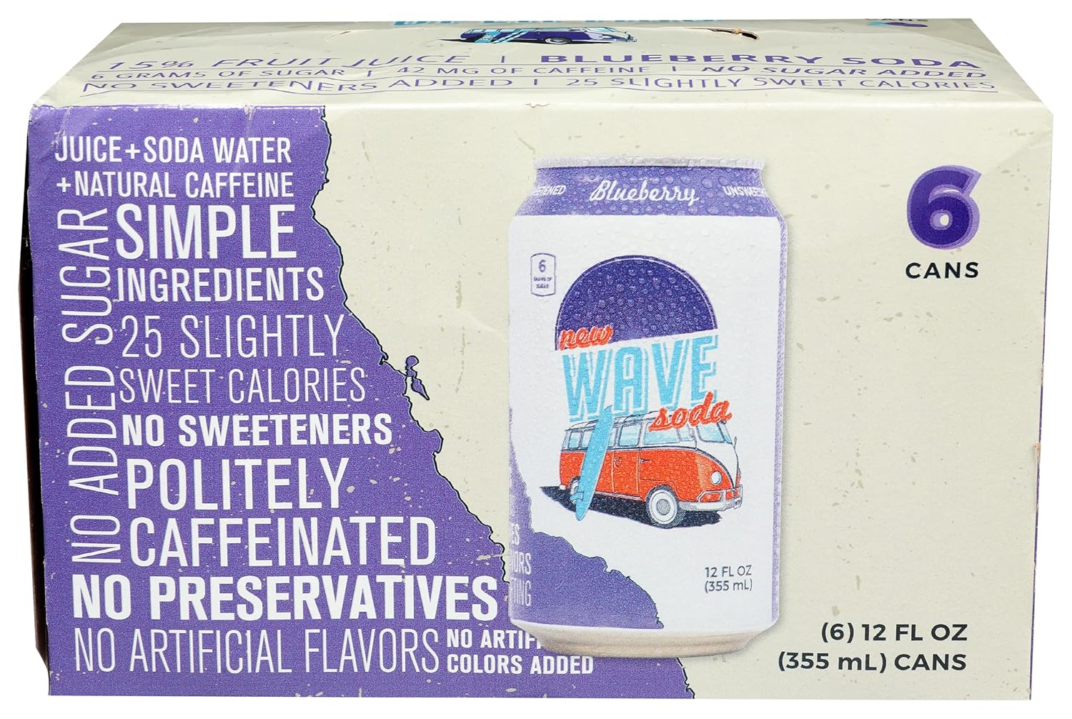 Amazon.com : NEW WAVE SODA Blueberry Soda 6 Count, 12 FZ : Grocery ...