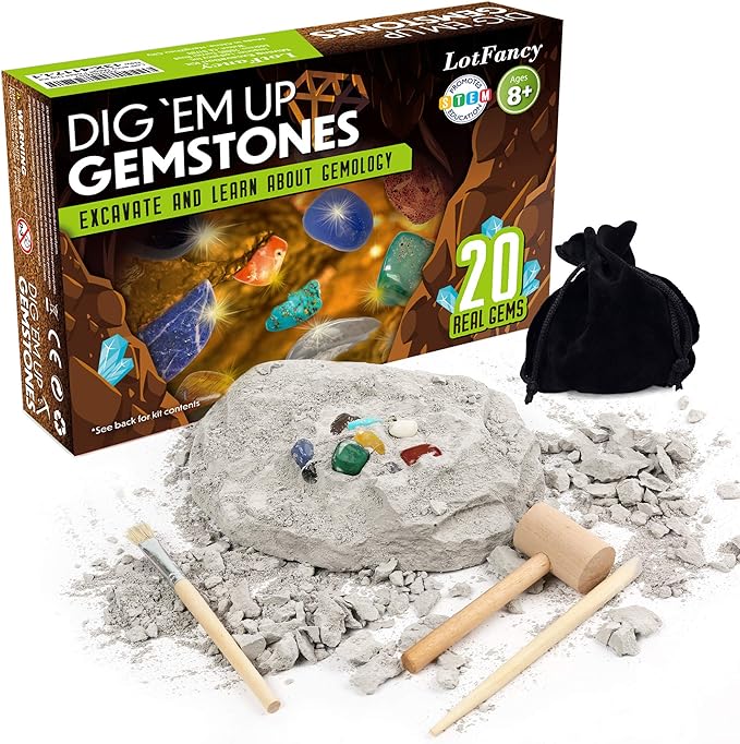 Amazon.com: LotFancy Gem Digging Kit for Kids, Gemstone Dig Kit, Gem ...