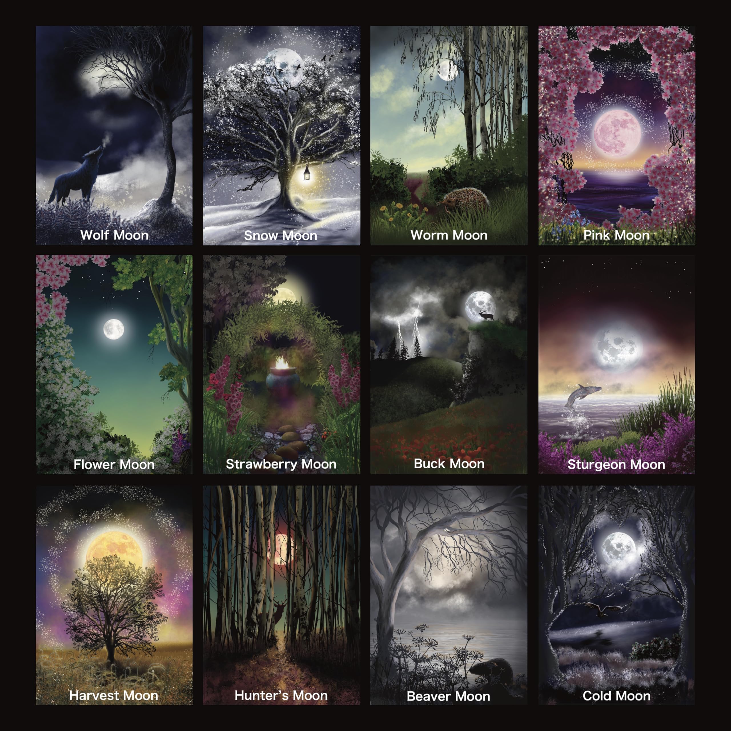 Full Moon greeting cards – set of 12 blank cards for any occasion ...