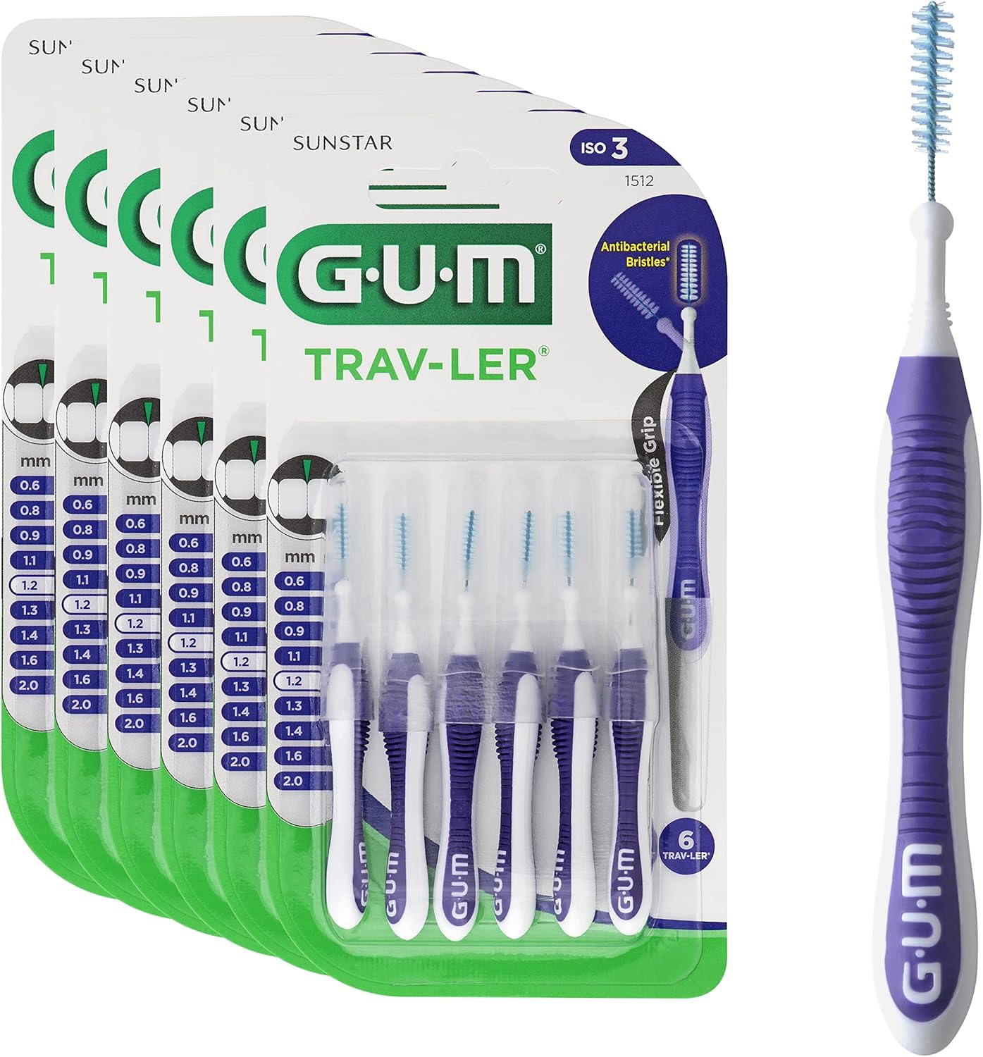 GUM TRAV-LER Brossette Interdentaire, 1,2mm / Elimine 25% de Plaque en plus/Brins Recouverts d ...