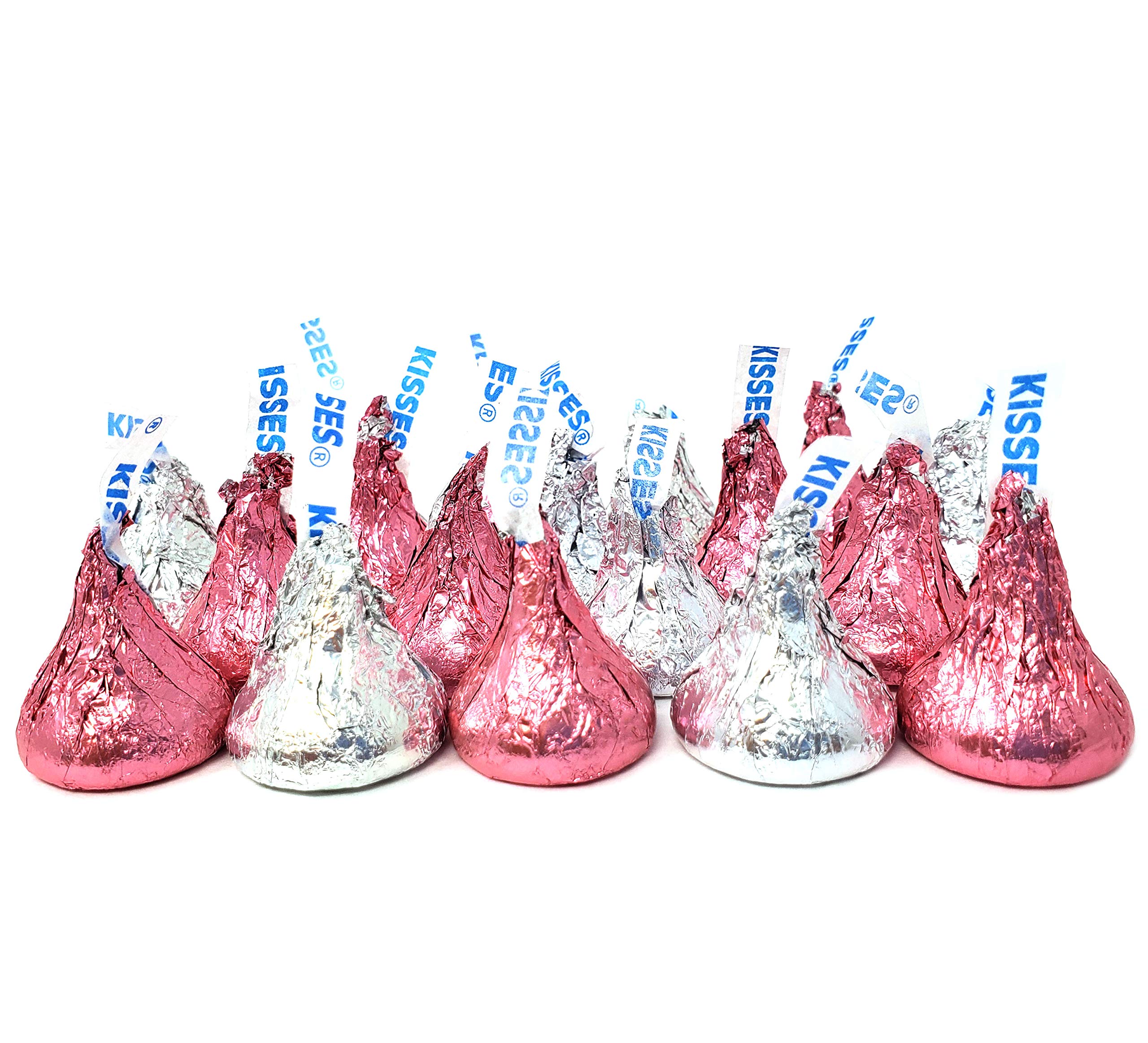 CrazyOutlet HERSHEY'S KISSES Milk Chocolate Candy Silver Pink Foils Mix ...