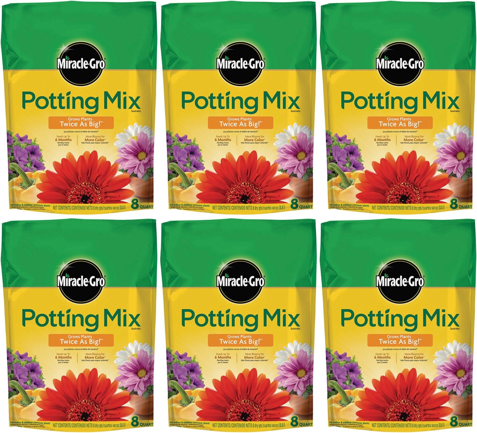 Amazon.com : Miracle-Gro Potting Mix, For Indoor or Outdoor Potted ...