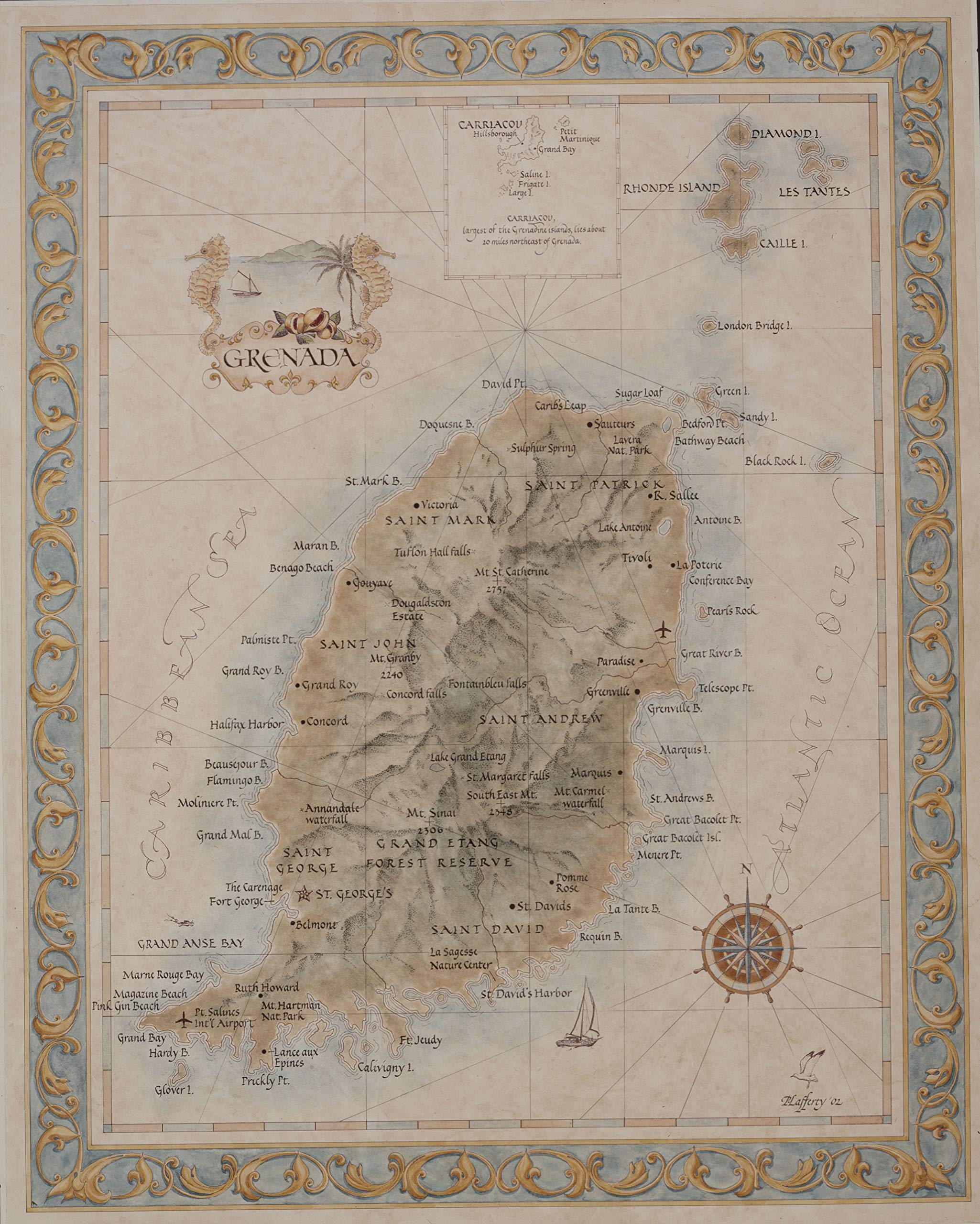 Amazon.com: One Treasure Limited Antique Vintage Old World Caribbean ...