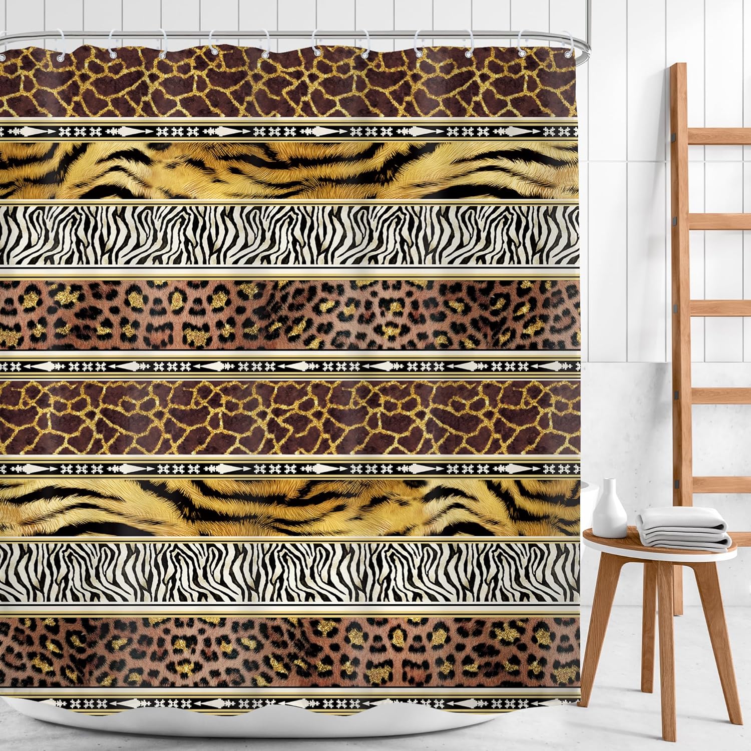 Amazon.com: Mitpok Leopard Shower Curtain 60Wx72H Retro Cheetah Print ...