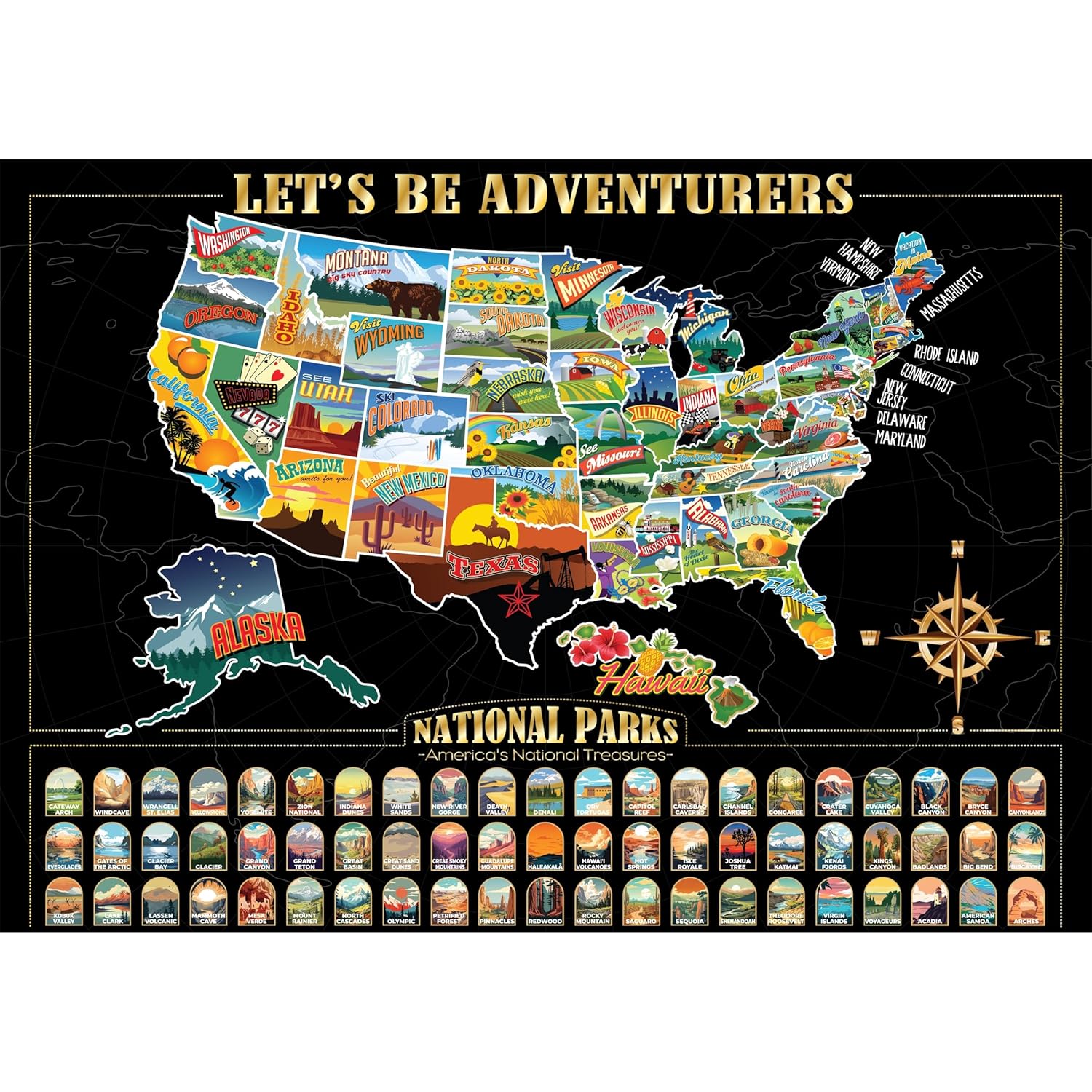 Amazon.com: ALL 63 US National Park Scratch Off Map, USA Maps for ...