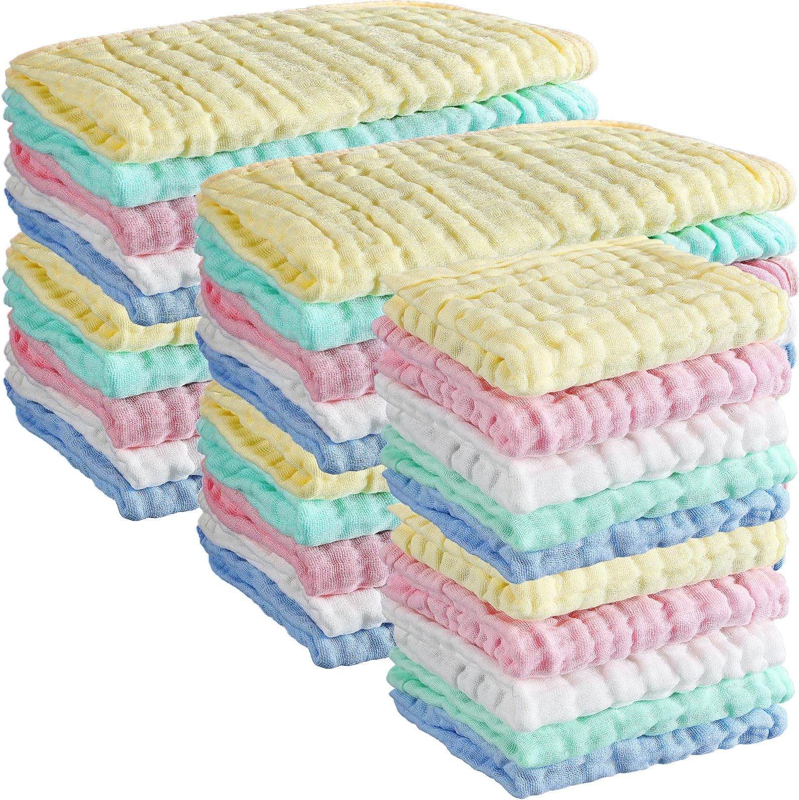 Amazon.com: Tudomro 20 Pack Muslin Burp Cloths 20 x 10 Inch Absorbent ...