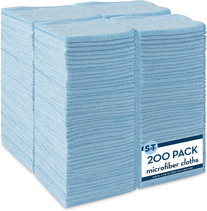 Amazon.com: S&T INC. 200 Pack Microfiber Cleaning Cloth, Bulk Towels ...