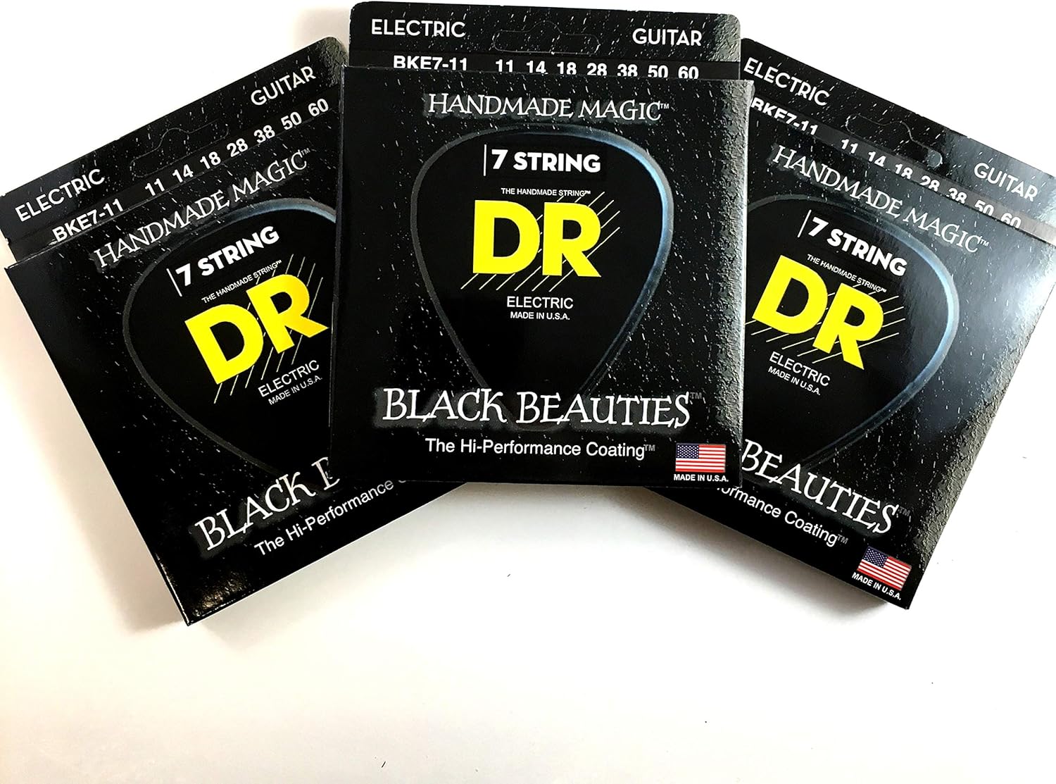Amazon.com: DR Guitar Strings 7-String Electric 3-Pack K3 Black ...