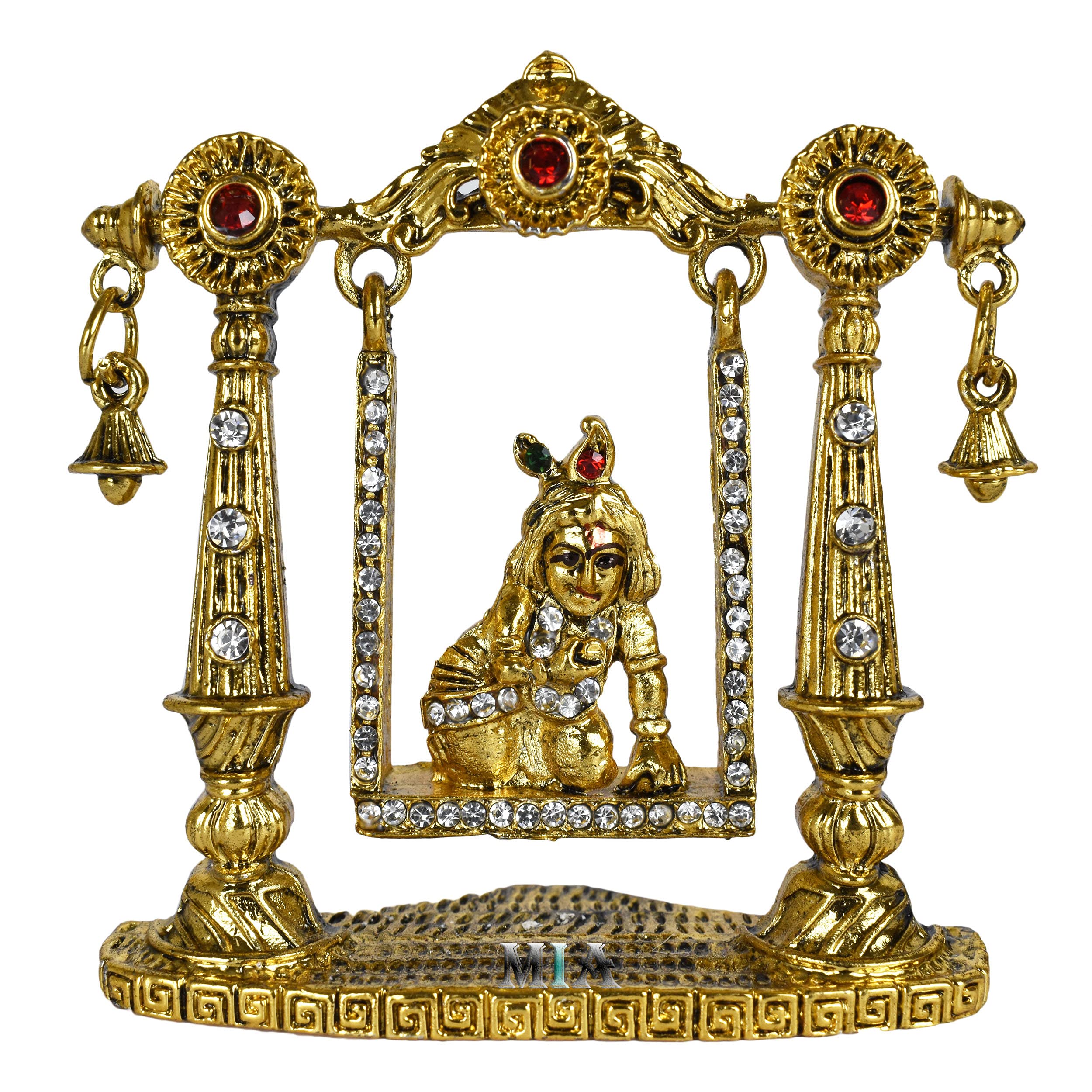 Buy MODERN INDIAN ART Lord Laddu Gopal Idol Car Dashboard On Jhula ...