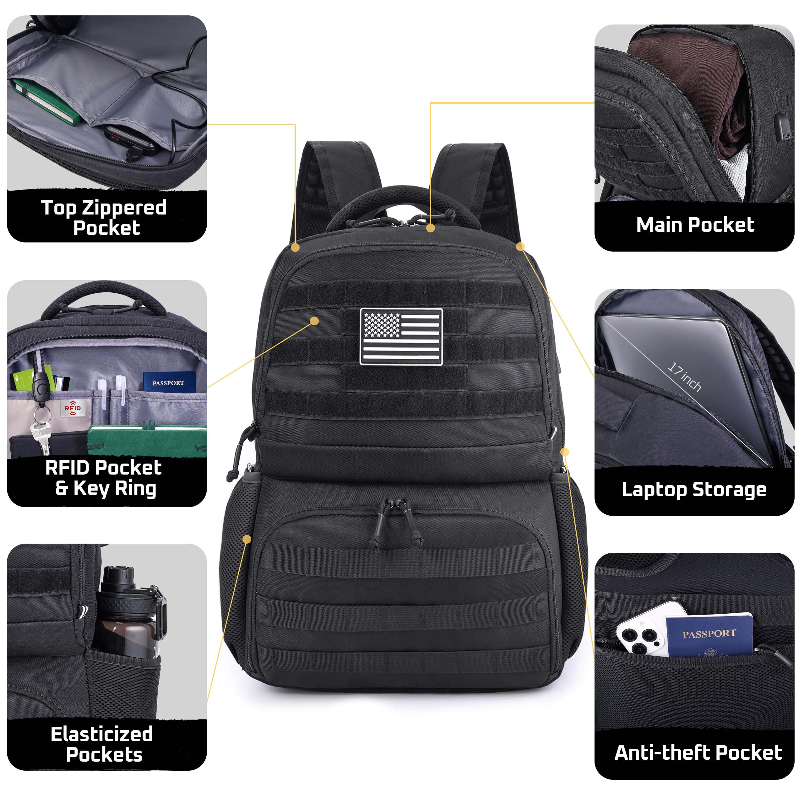 Snapklik.com : MOZETO Laptop Lunch Backpack For Men, Tactical Inspired ...