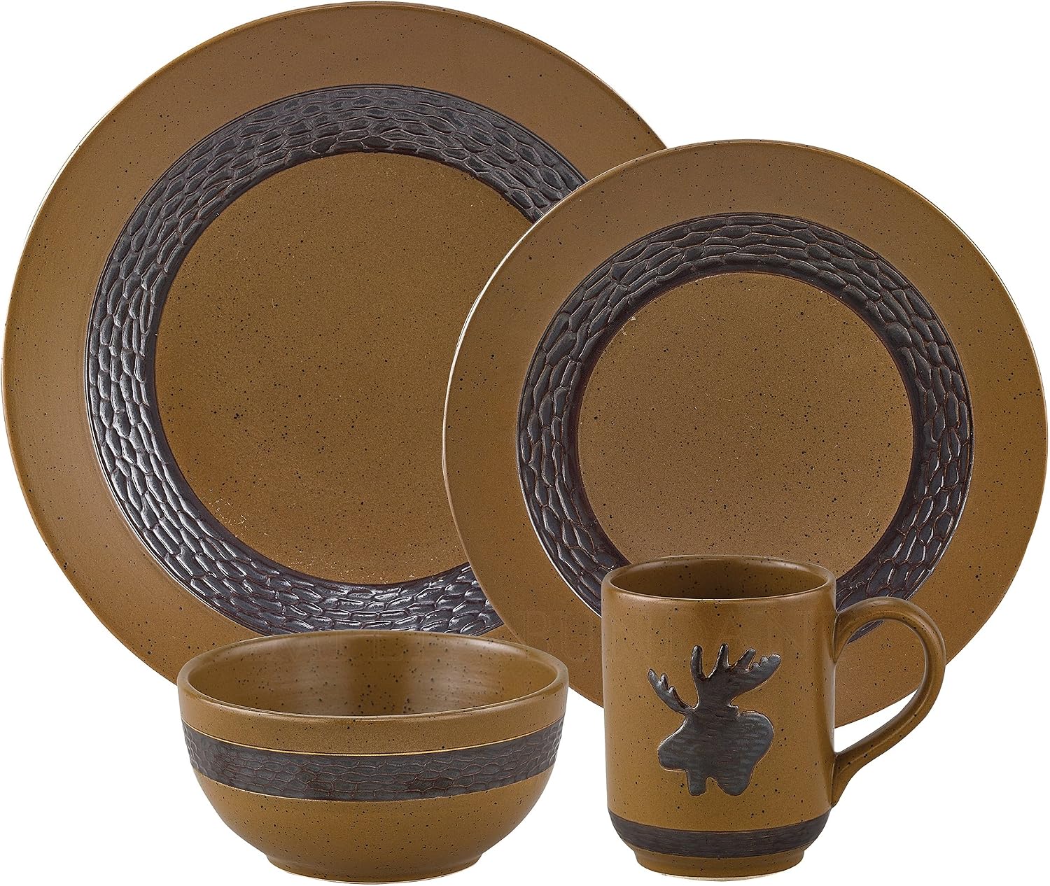 Amazon.com: Molasses and Espresso Sawmill Dinnerware Set with Moose ...