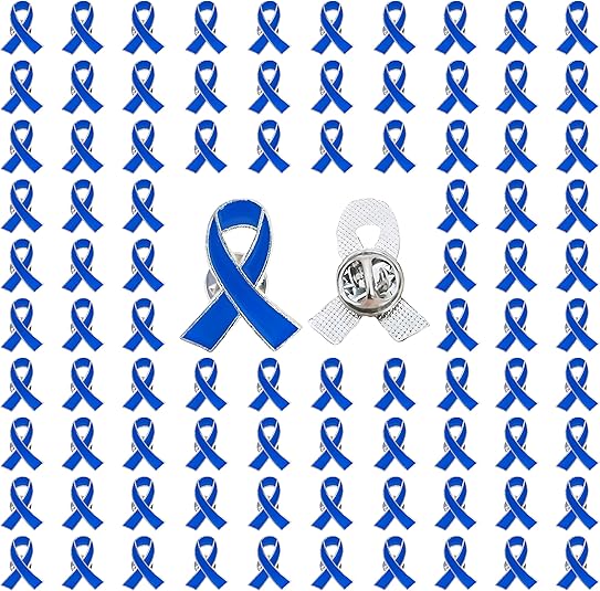 Amazon.com: Blue Ribbon Pins 100 pieces Blue Awareness Pins for Marine ...