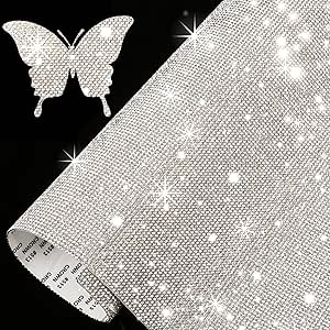 Amazon.com: FULZTEY Bling Rhinestone Sheets Self Adhesive White Crystal ...