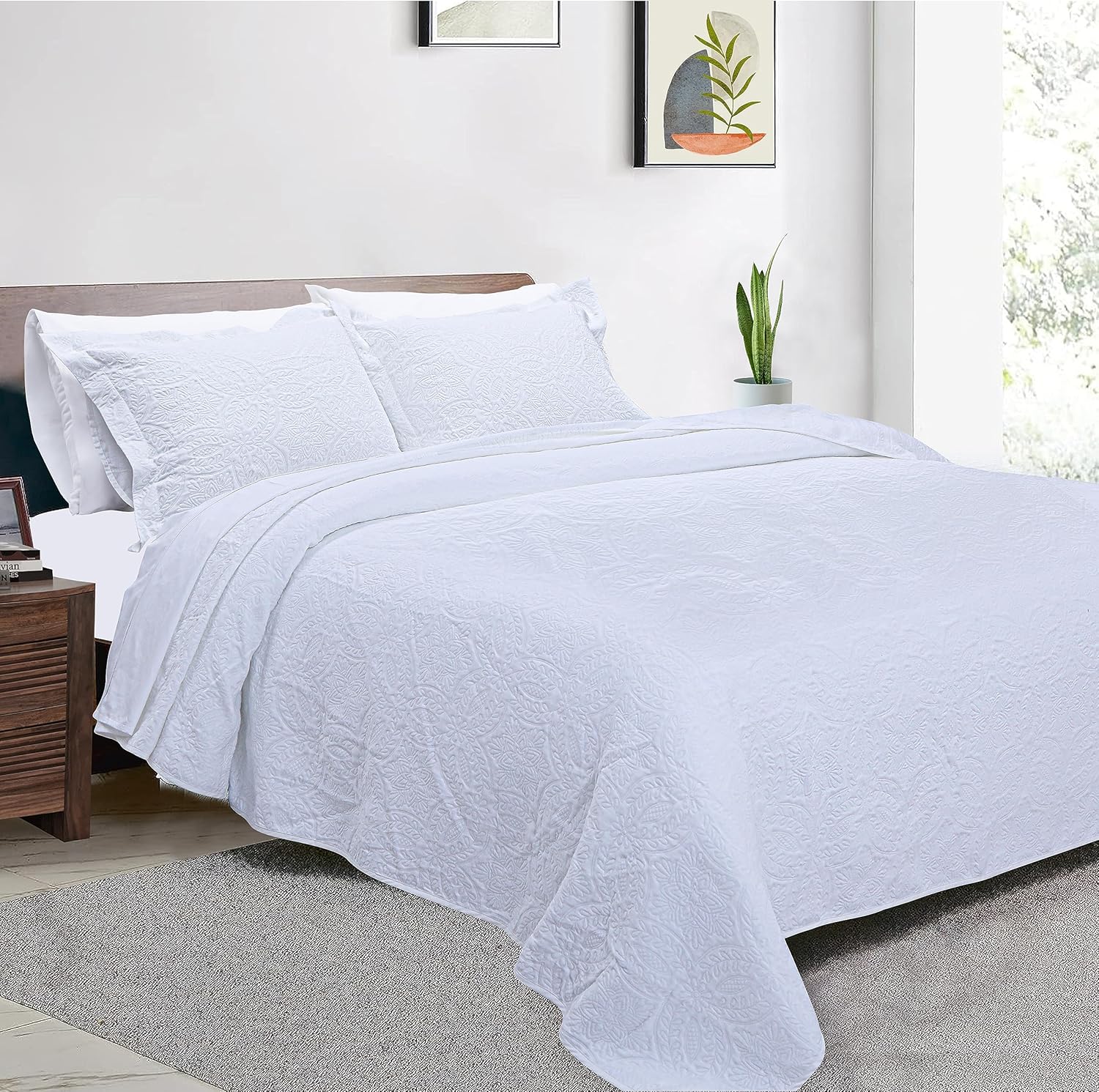 Threadmill Quilt Queen Size Bedding Set - Cotton Bamboo Soft All Season ...