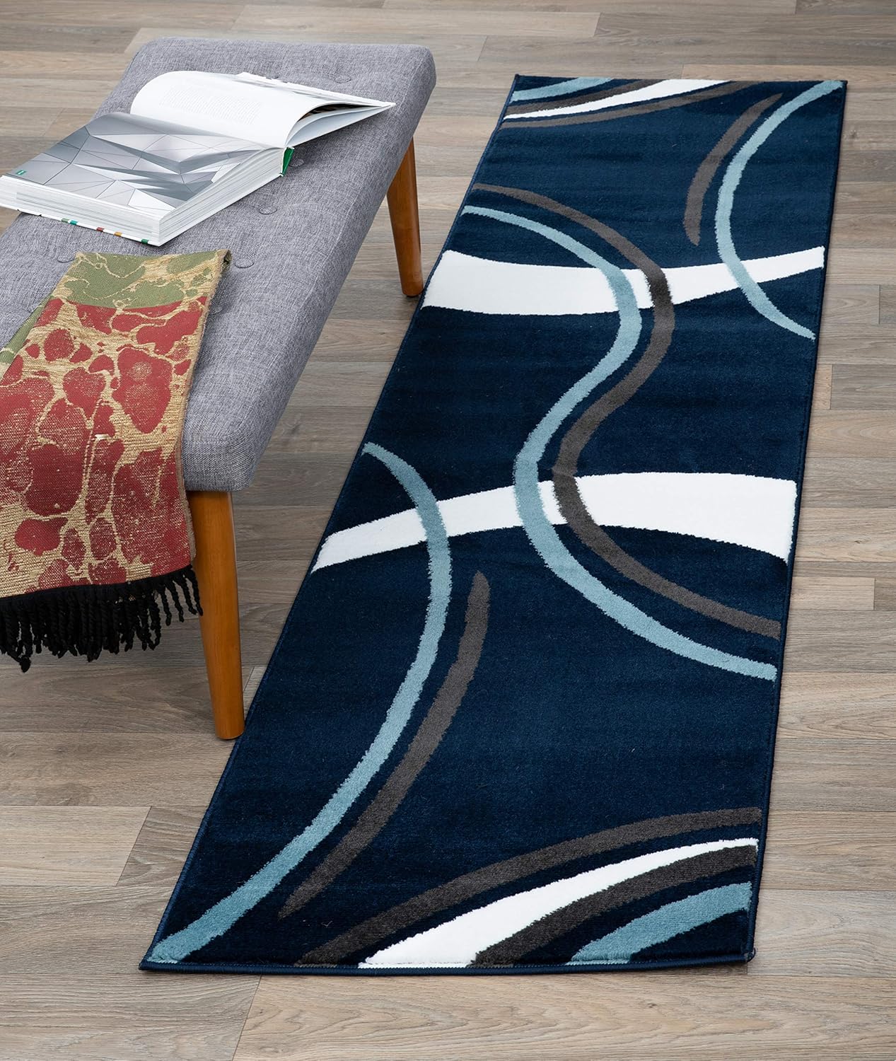 Amazon.com: Rugshop Contemporary Modern Wavy Circles Runner Rug 2' x 7 ...