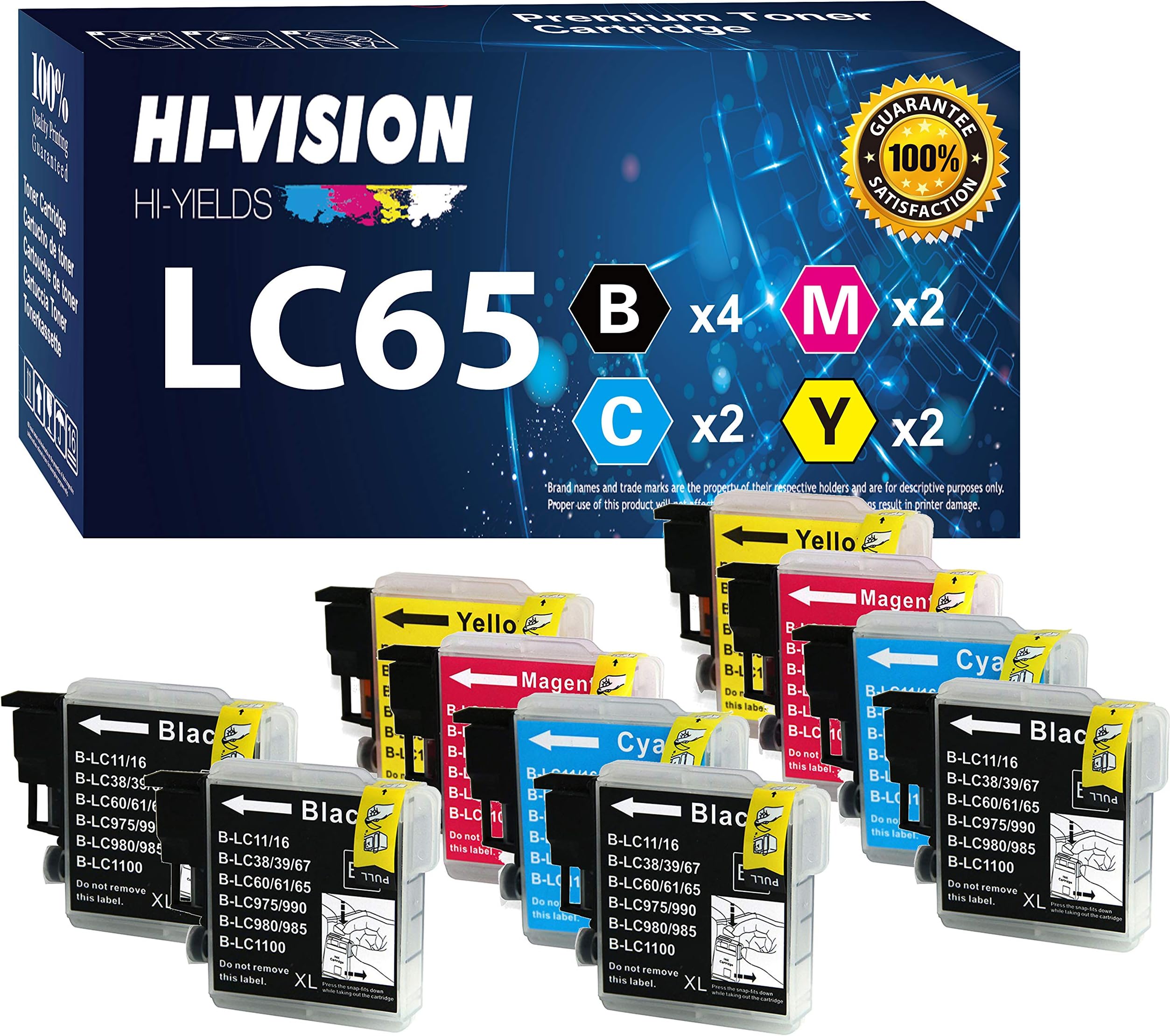 Amazon.com: HI-VISION HI-YIELDS 10 Pack Compatible LC-61 LC61 4 Black 2 Cyan 2 Yellow 2 Magenta ...