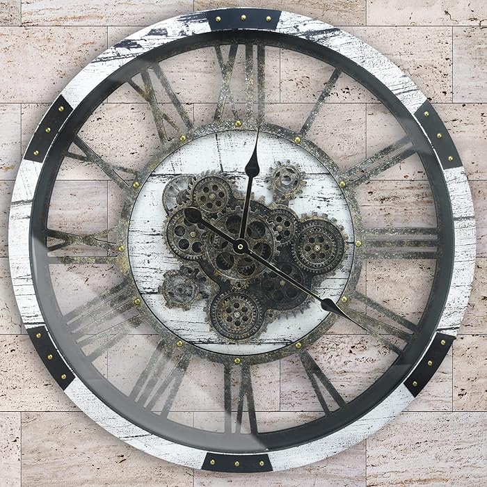 Buy Large Wall Clock - DORBOKER 27'' Real Moving Gears Solid Wood ...