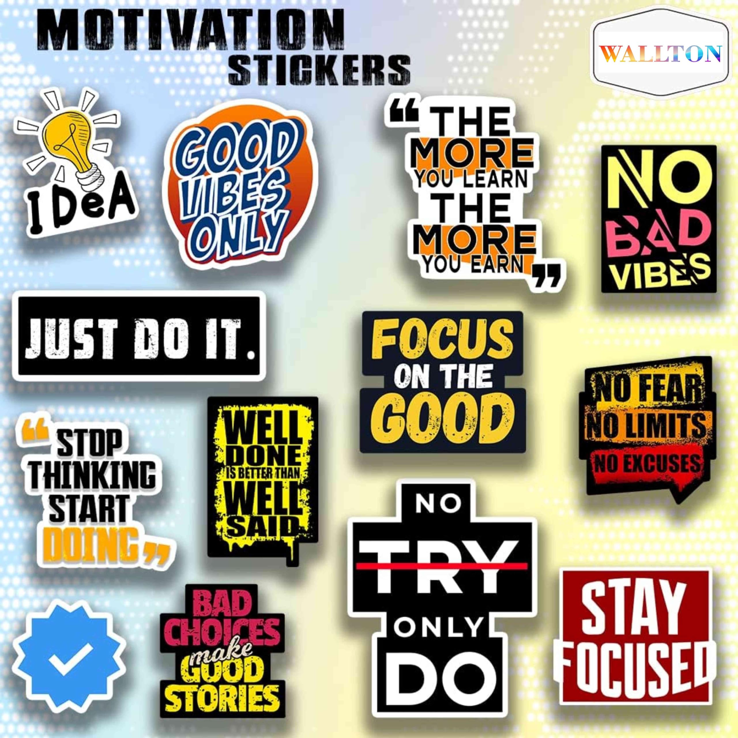 WALLTON (Pack of 13 Stickers) Inspiration Vinyl Sticker Motivation ...