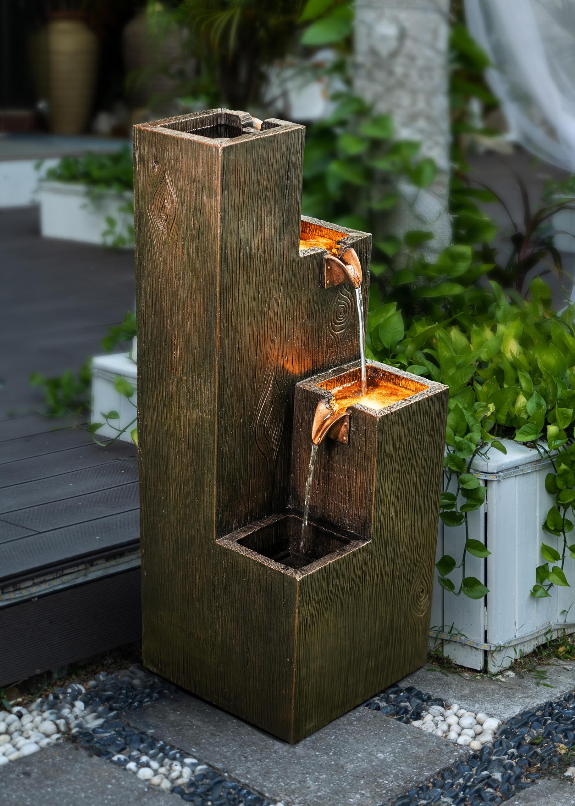 Amazon.com: Warm Garden Lincoln Outdoor Water Fountain Waterfall ...
