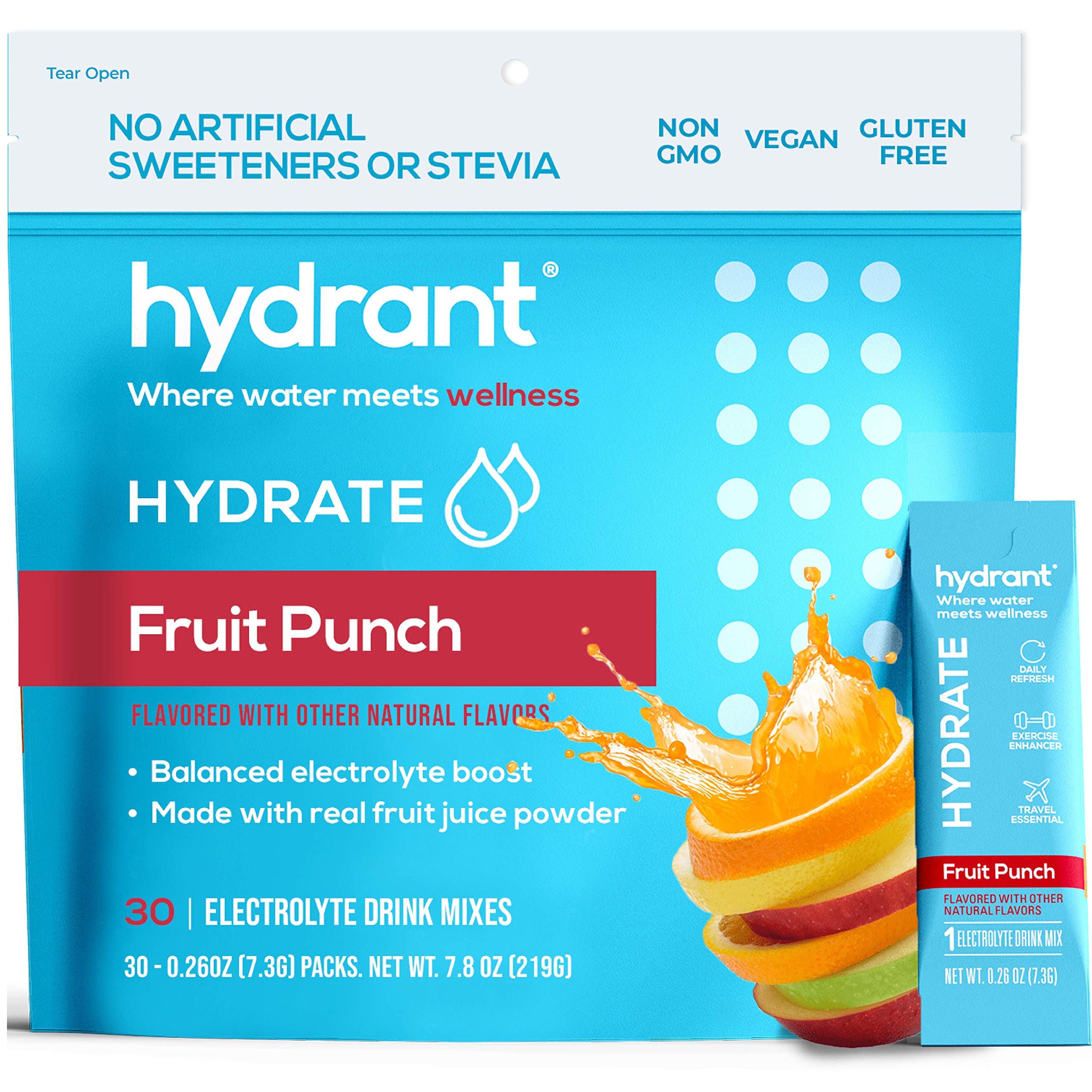 Buy Hydrant Hydrate 30 Stick Packs, Electrolyte Powder Rapid Hydration ...