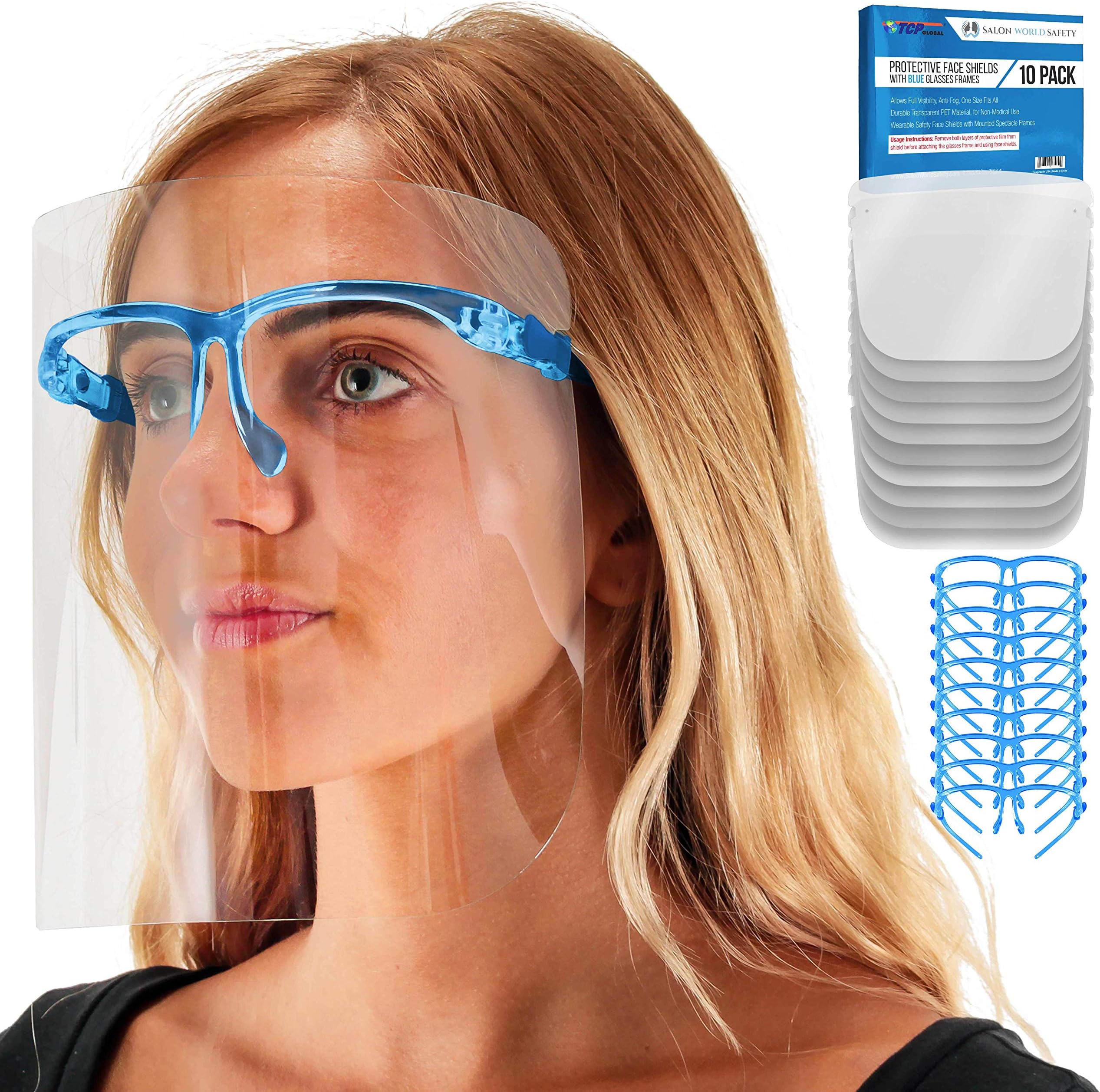 Artnaturals Face Shield Reusable (Pack of 10) Plastic Face Mask Shields ...