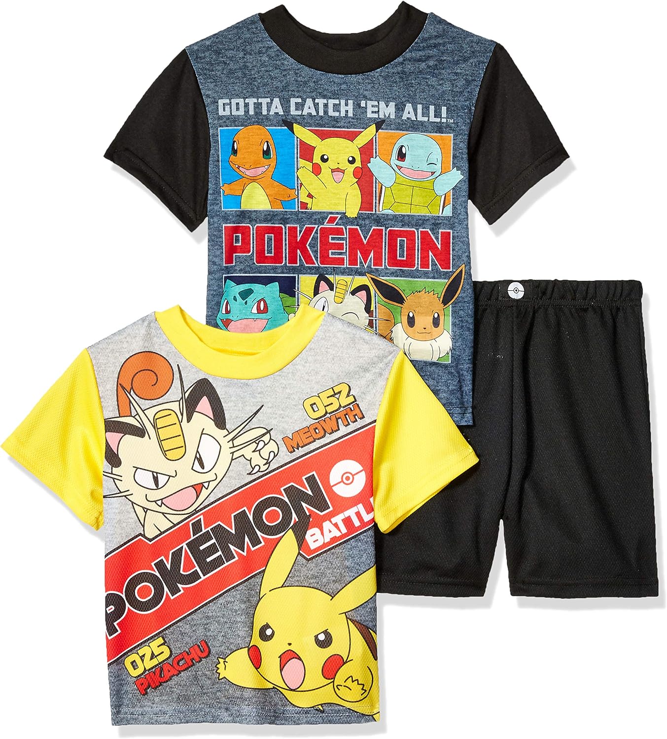 Amazon.com: Pokemon Little Boy's 3-Piece Pajama Set Sleepwear, Pikachu ...
