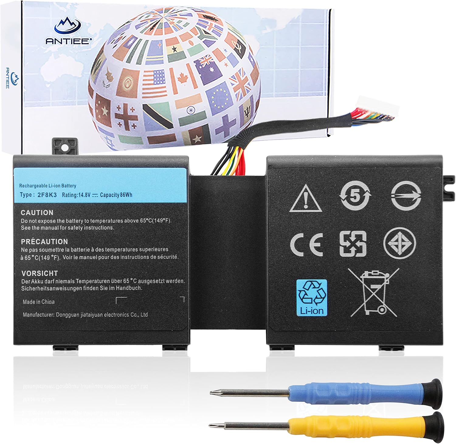 Amazon.com: ANTIEE 2F8K3 Laptop Battery for Dell Alienware 17 R1 17X ...