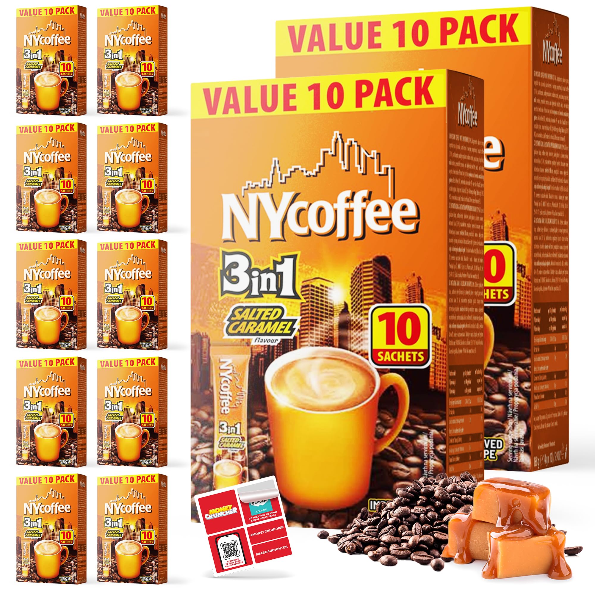 SOL 100pk Bulk NY 3 in 1 Coffee Sachets Salted Caramel Sachet and SOL ...
