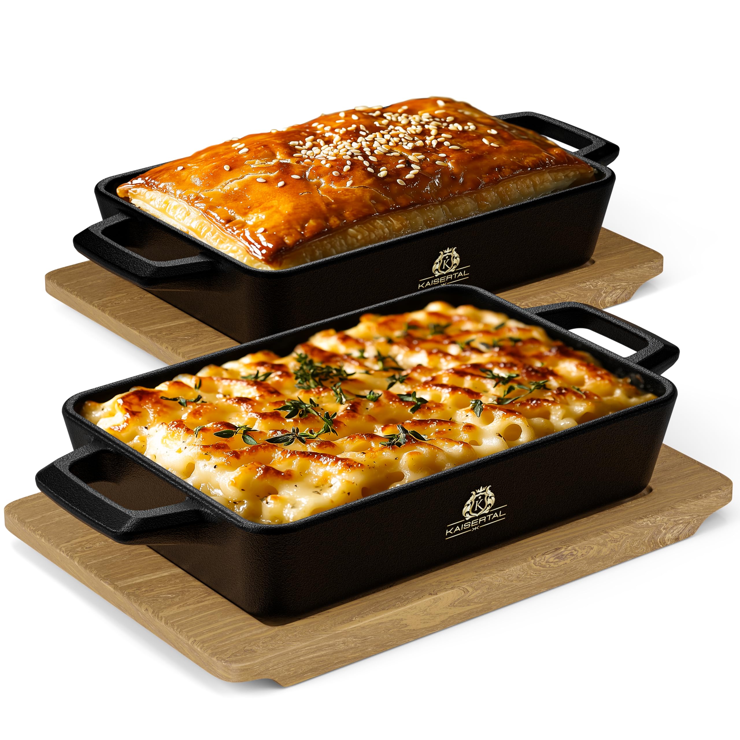 Amazon.de: KAISERTAL Gusseisen Servierpfanne mit Holzbrett - 15x10 cm ...