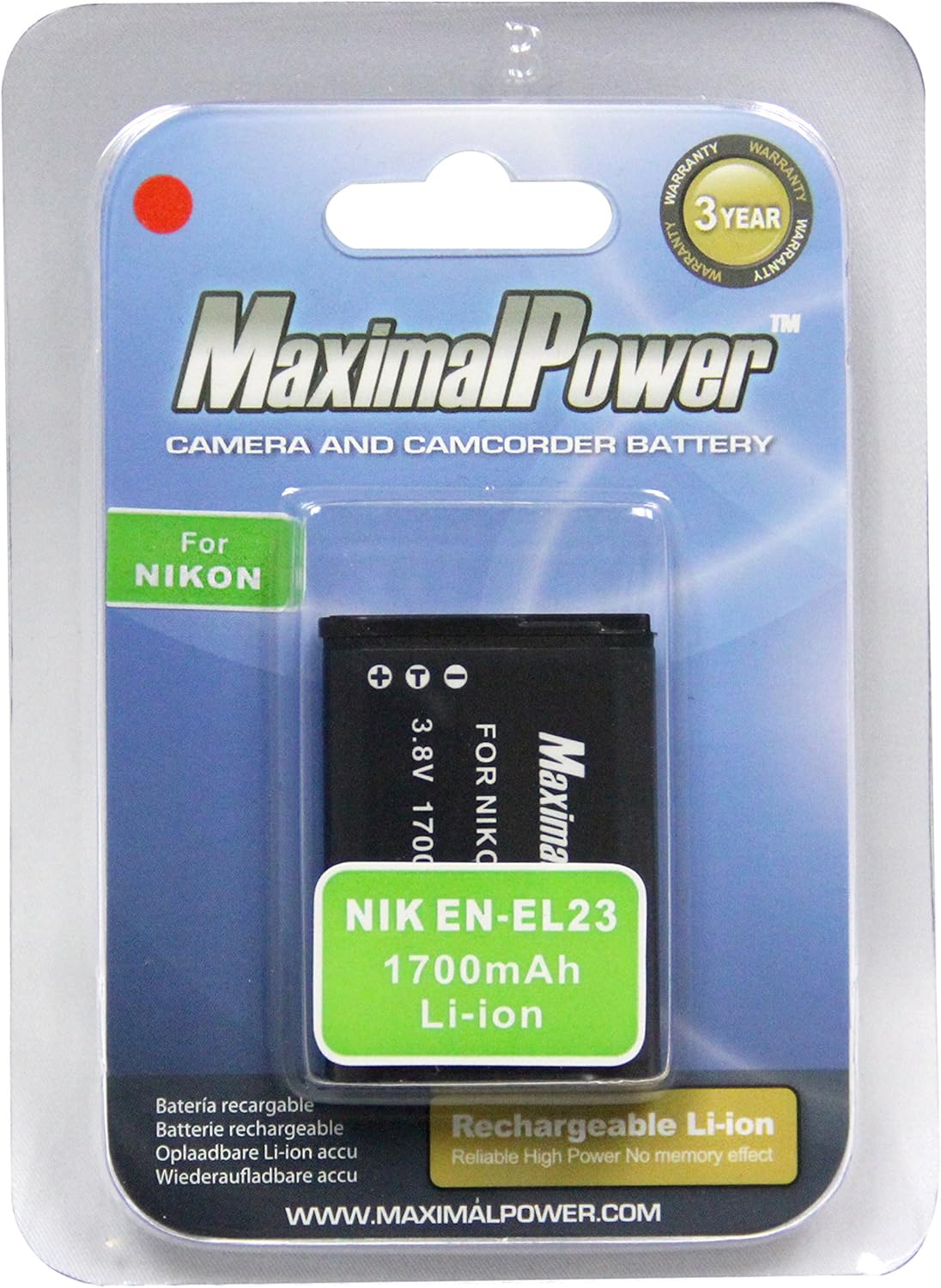 Amazon.com : Maximal Power DB NIK EN-EL23 Digital Camera Battery (Black ...