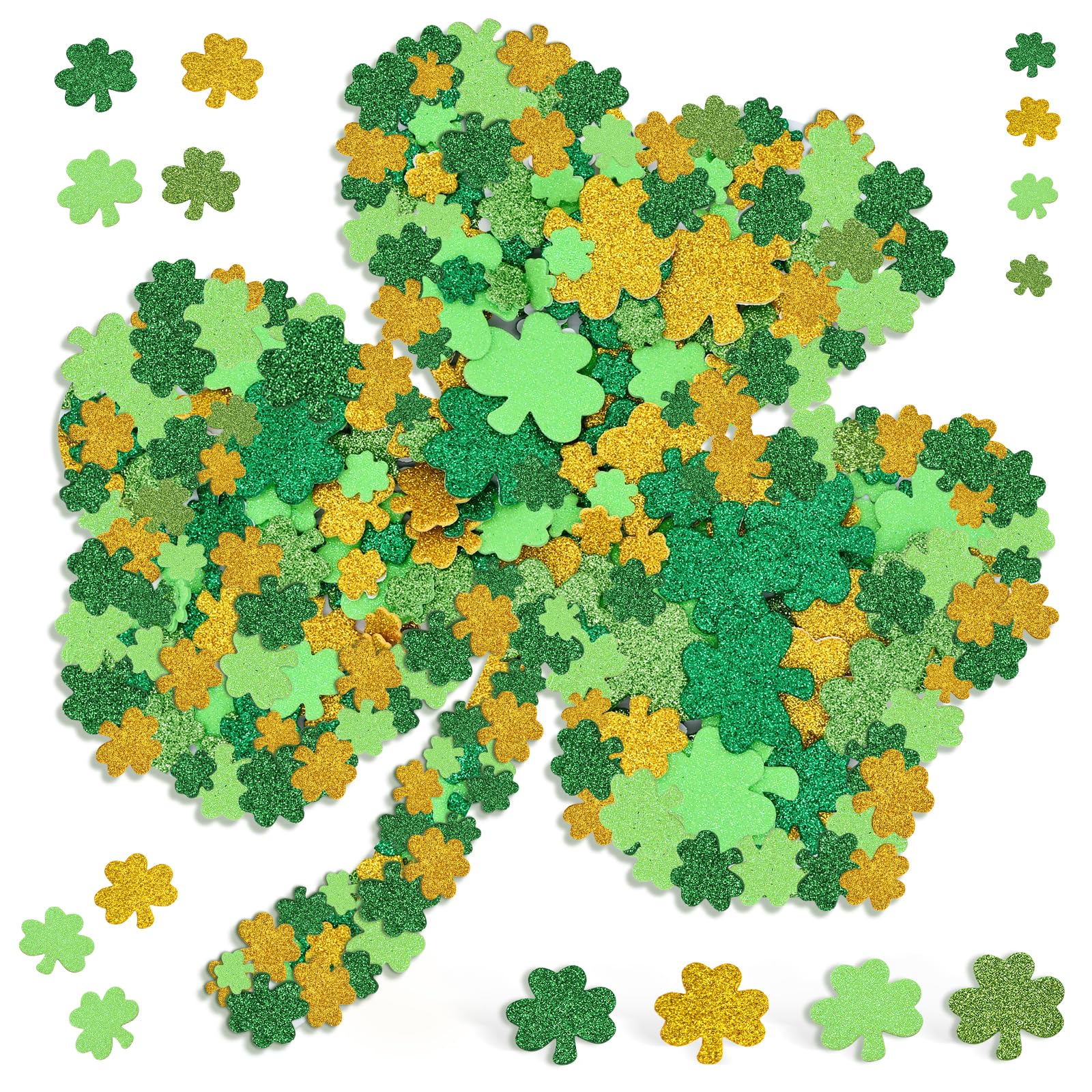 Amazon.com: Jhfinely 400 Pcs Shamrock Glitter Foam Stickers St. Patrick ...