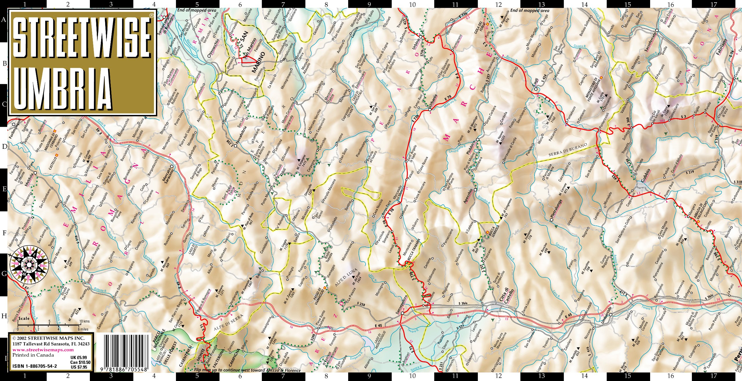 Snapklik.com : Streetwise Umbria Map - Laminated Road Map Of Umbria
