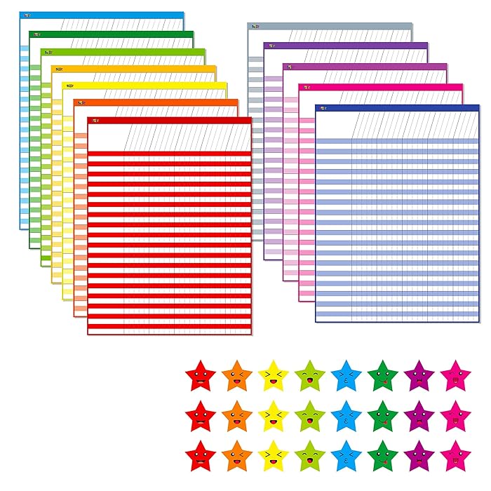 Buy 12 Pack Multi-Color Laminated Dry Rease Incentive Chart/Chore ...