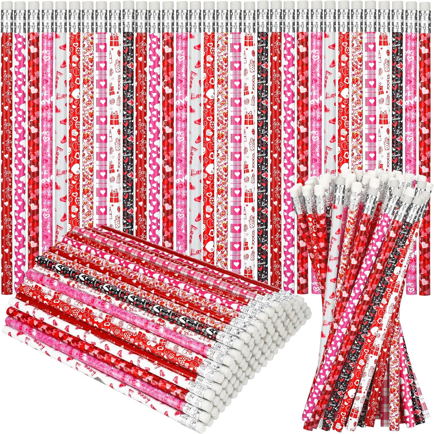 Amazon.com : Sinmoe 50 Pcs Valentine's Day Pencils Bulk Heart Pencils ...