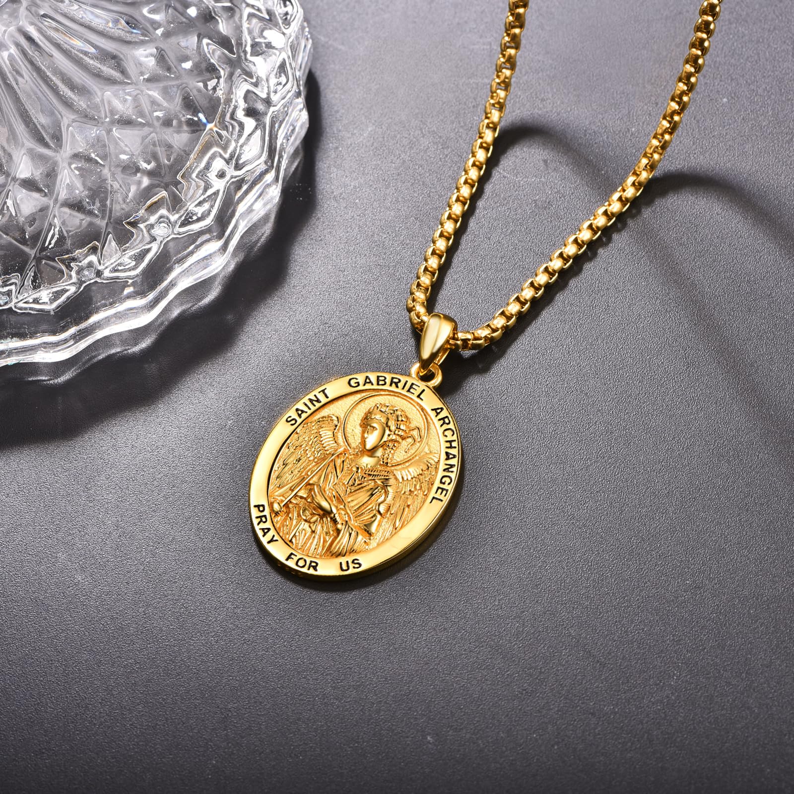 Snapklik.com : Gold St Gabriel Archangel Medal Sterling Silver St ...