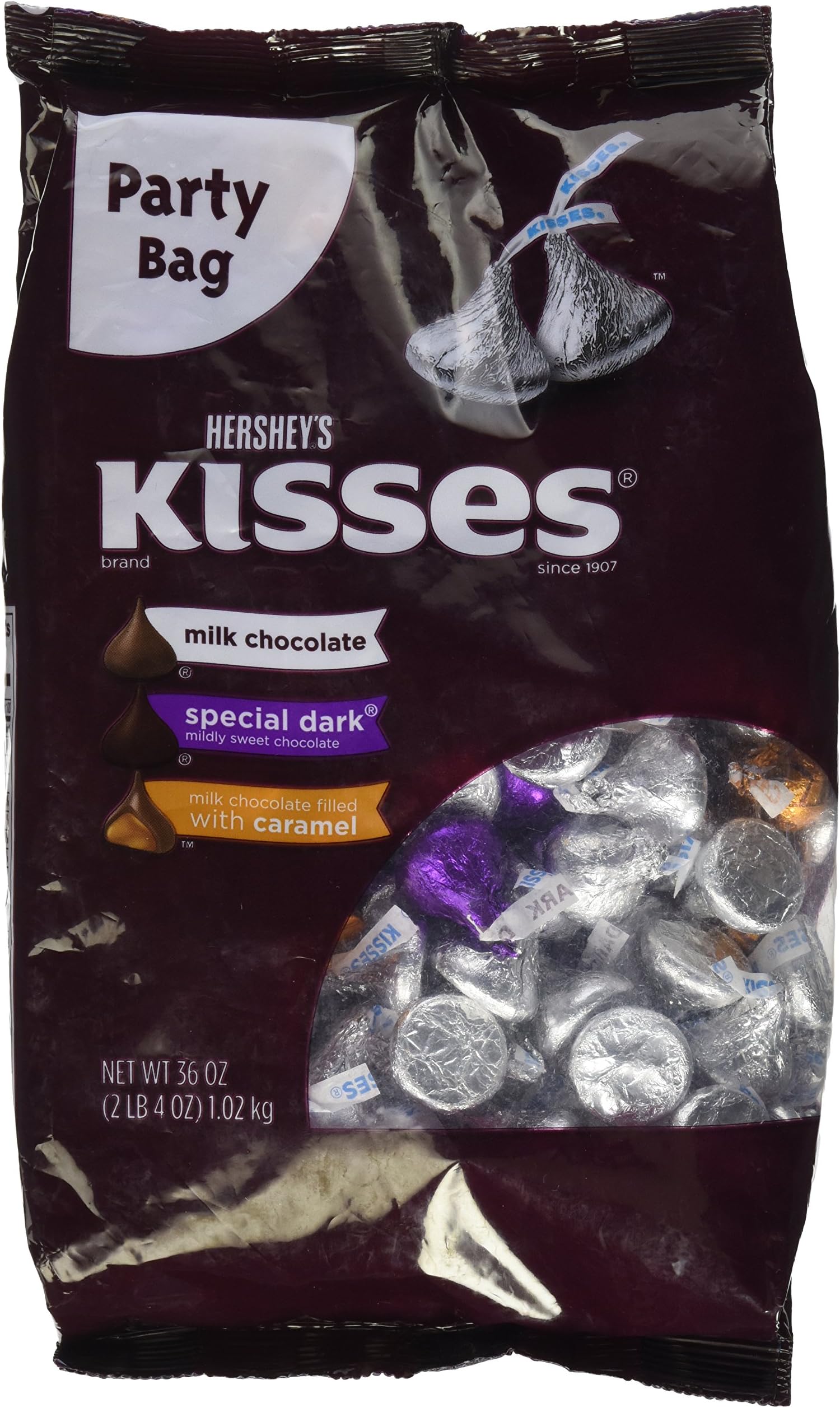 Amazon.com: HERSHEY'S KISSES Milk Chocolate with Almonds Candy Party ...