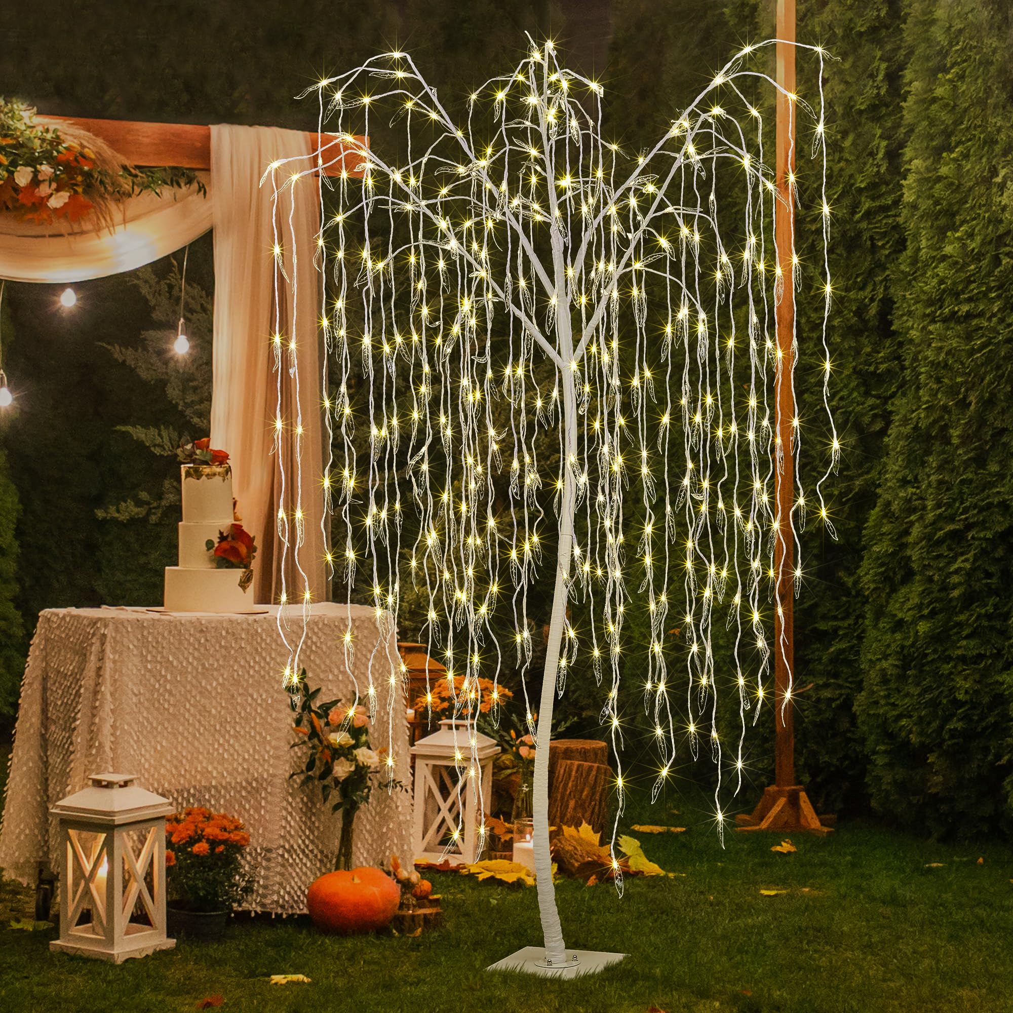 LIGHTSHARE 7 Feet 384 LED Willow Tree White Light for Seasons Home ...