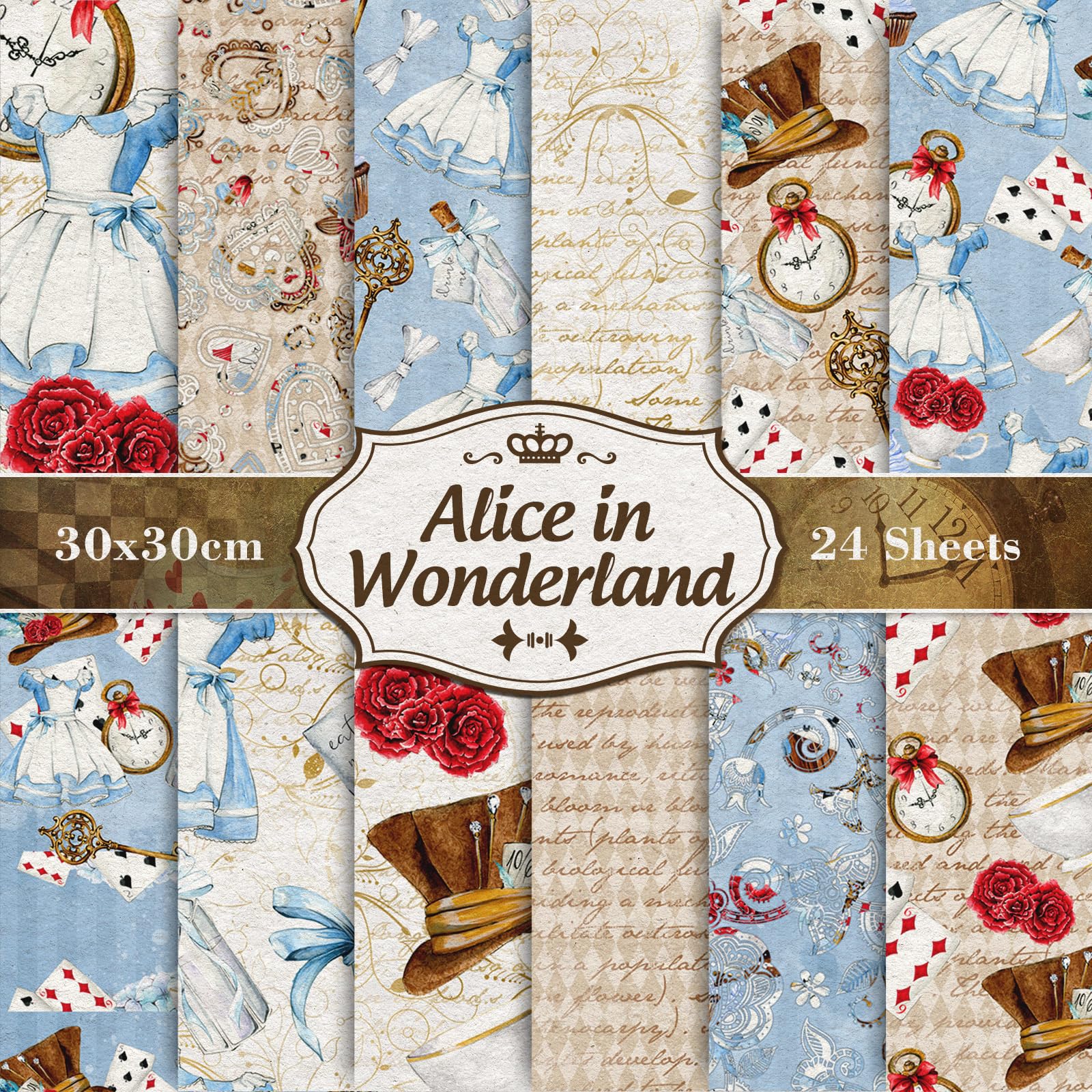 Amazon.com: FYSUIMU 24 Sheets Alice Pattern Paper Pack 12 Design Fairy ...