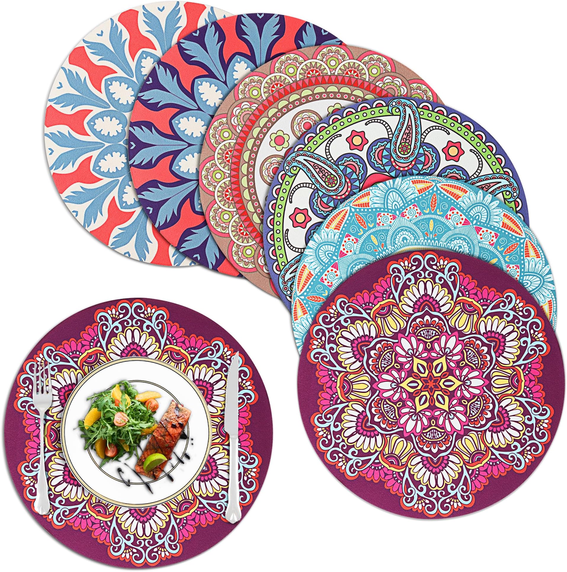 Set of 6 “Helena” table mats (turquoise) : Amazon.co.uk: Home & Kitchen