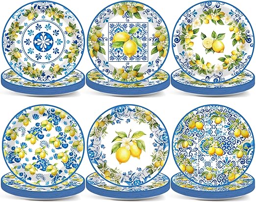 Amazon.com: 60PCS Lemon Party Paper Plates for Lemon Theme Party ...