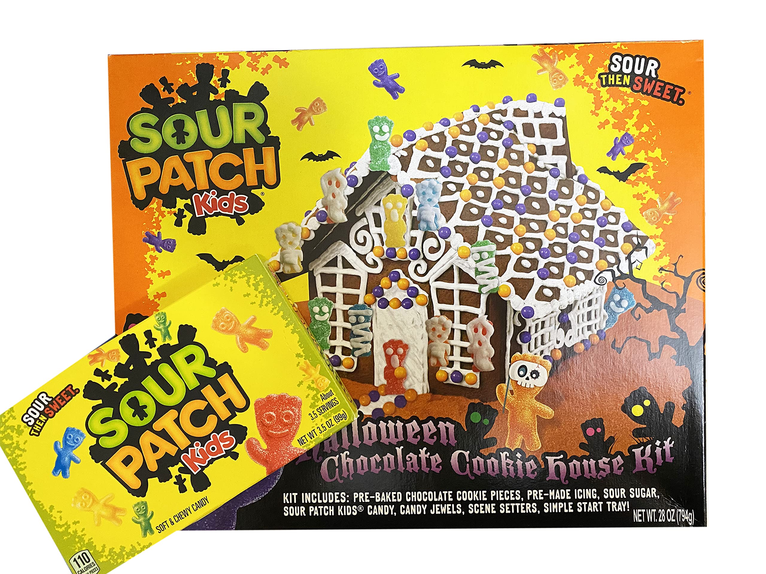Sour Patch Kids Halloween Chocolate Cookie House Kit Includes Pre ...