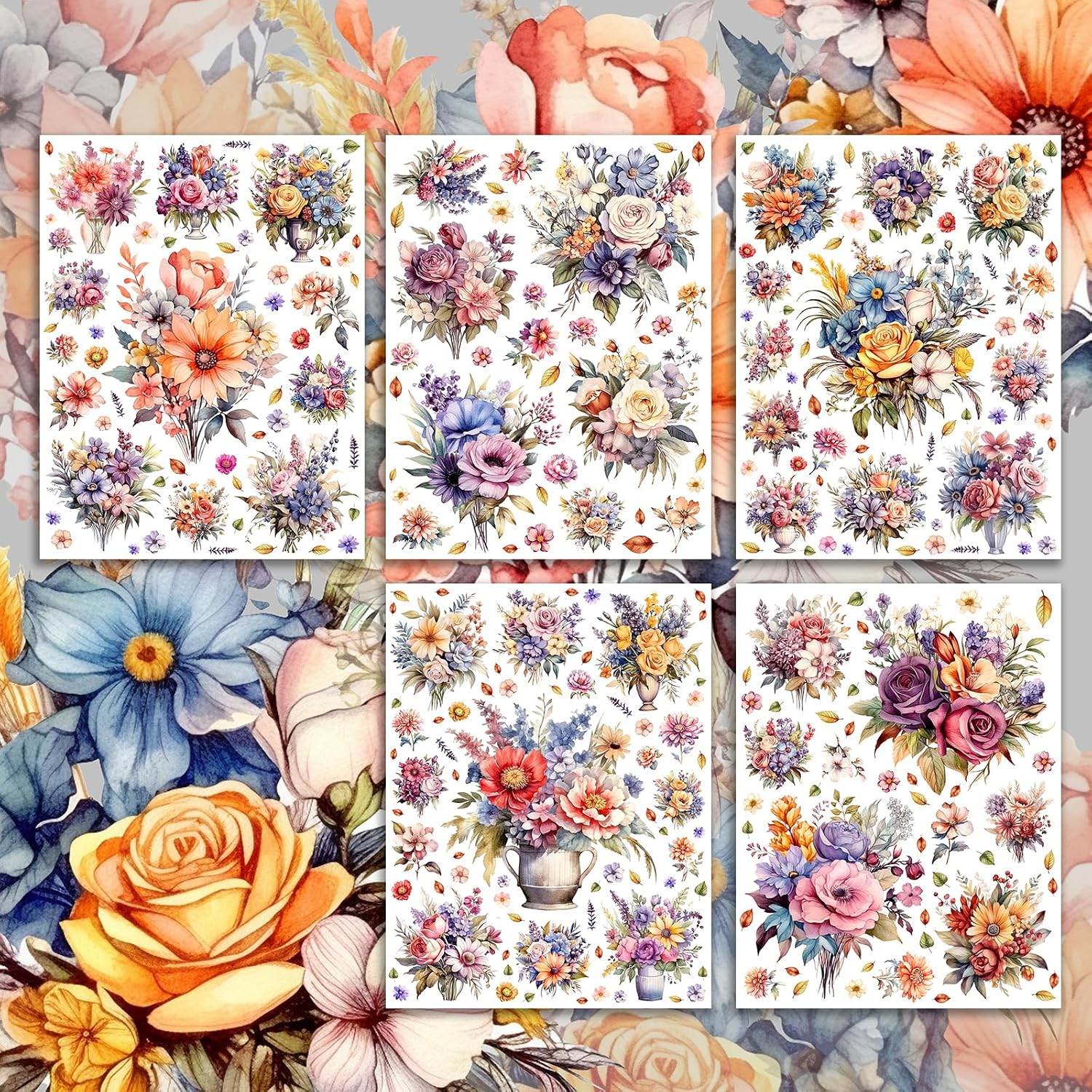 Amazon.com: Transparent Decals Pack # Fantastic Gentle Floral Bouquets ...