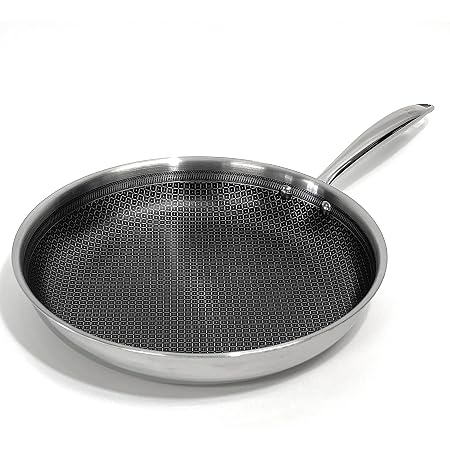 Amazon.com: Lexi Home Stainless Steel Frying Pan 12 Inch, Nonstick ...
